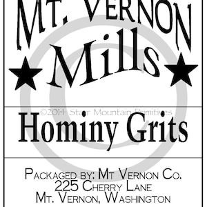 Primitive Hominy Grits Mill Jpeg Digital Image Feedsack Logo Pillow Can ...