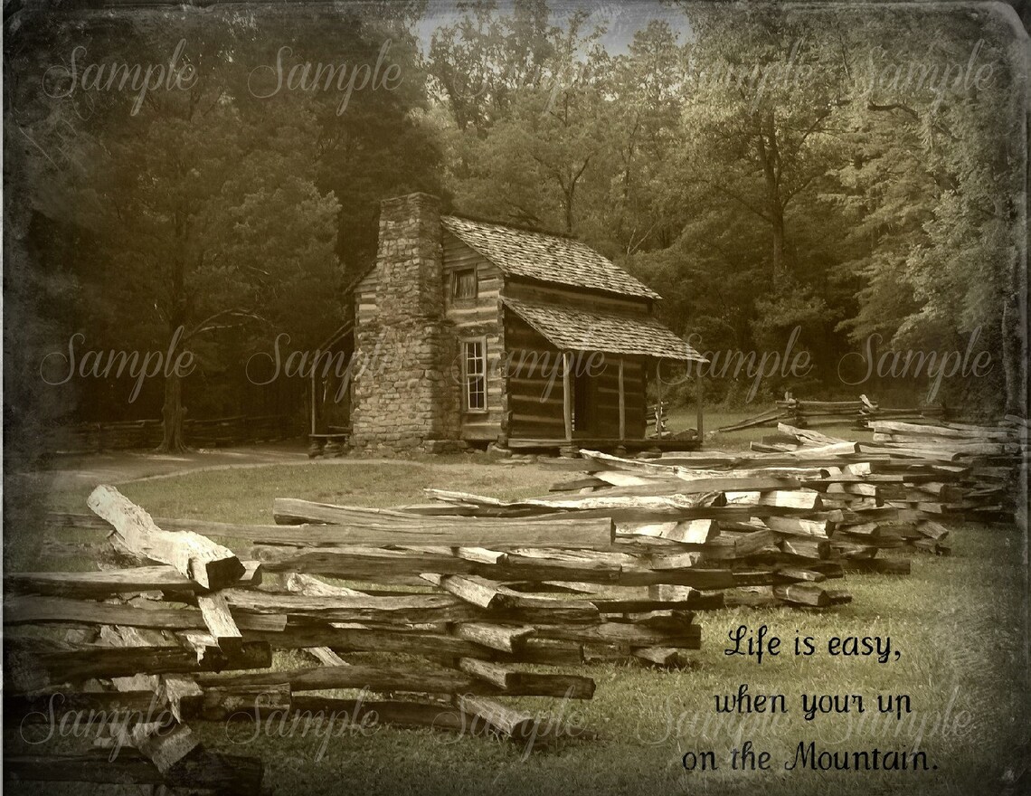 Primitive Cabin Cades Cove Tennessee Print Logo Label Jpeg - Etsy