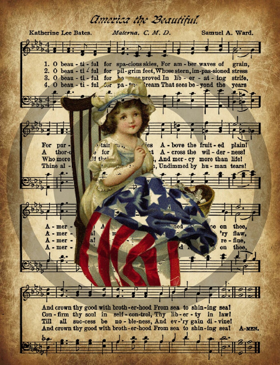 Primitive Patriotic America the Beautiful Betsy Ross Flag Jpeg - Etsy