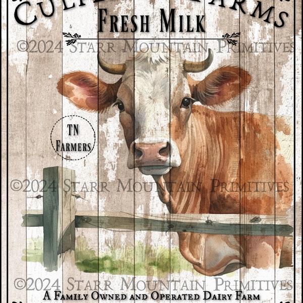 Primitive Cow Pattern - Etsy