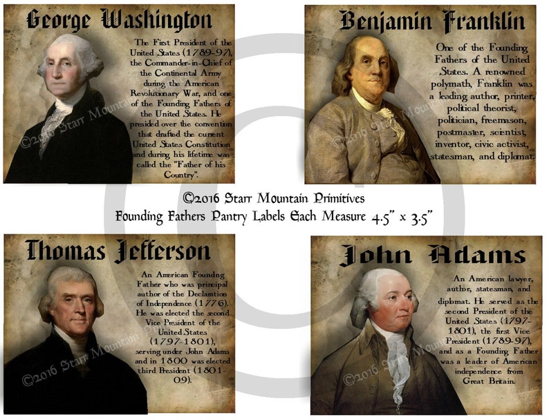 Primitive Founding Fathers George Washington Thomas Jefferson Benjamin ...