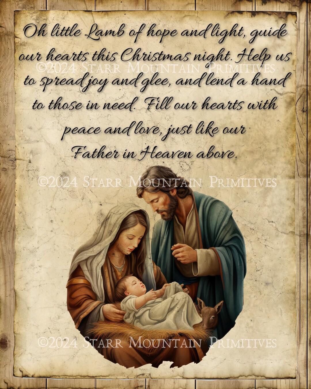 Primitive Religious Christmas Little Lamb Jesus Poem Nativity Printable ...