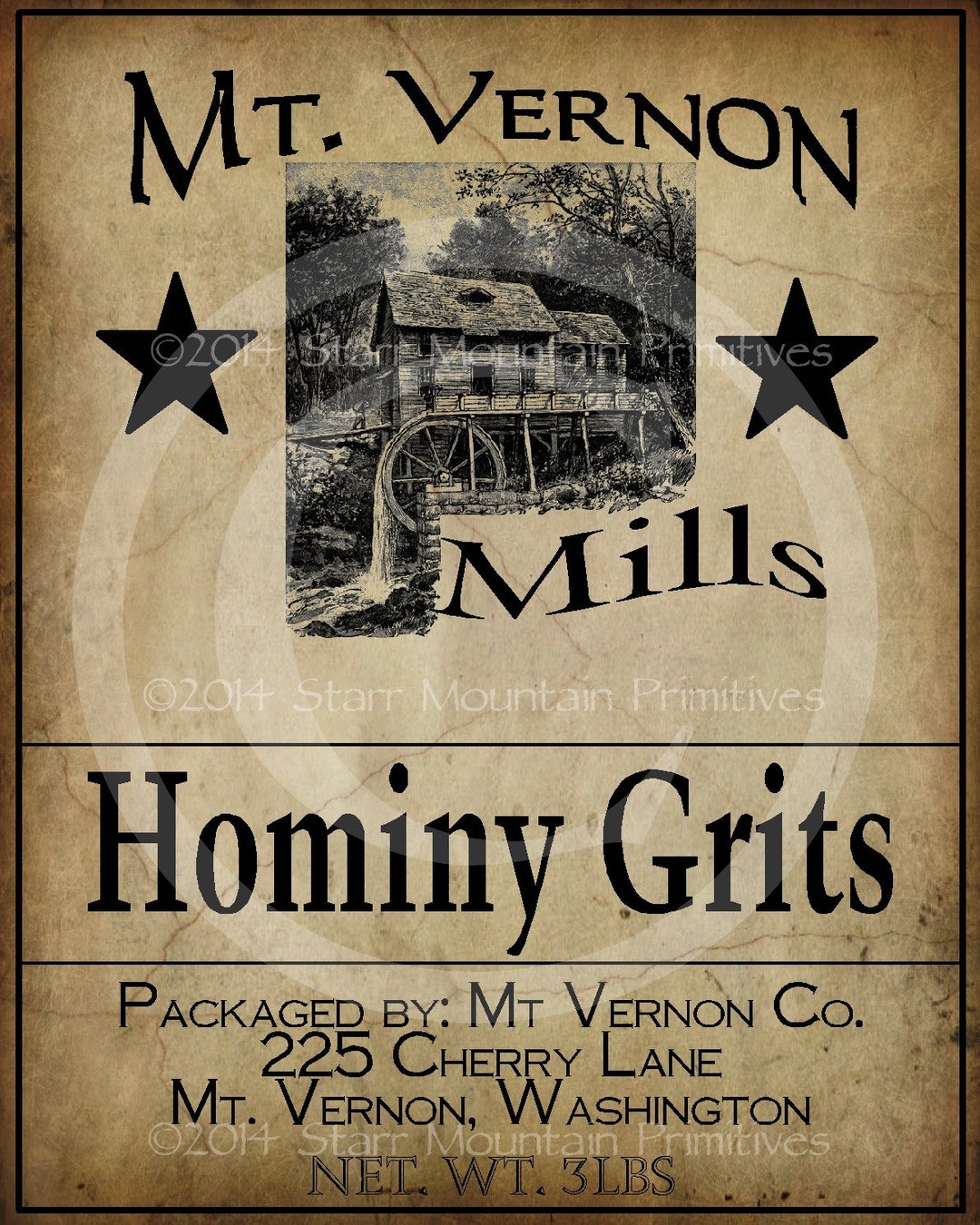 Primitive Hominy Grits Mill Jpeg Digital Image Feedsack Logo Pillow Can ...