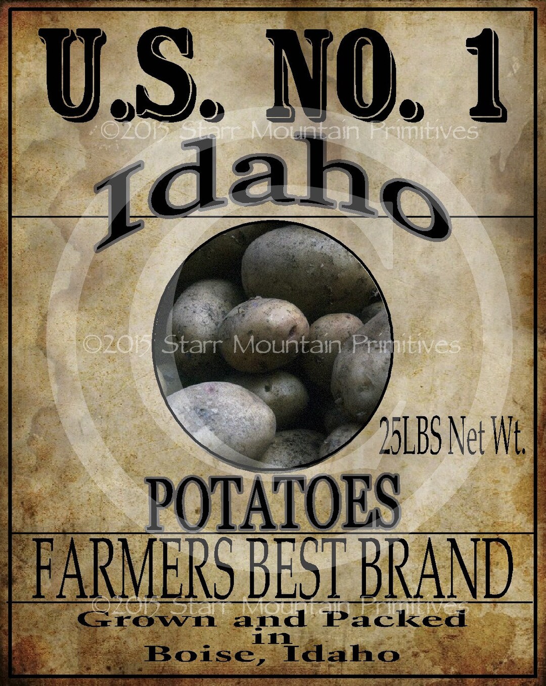 Primitive Idaho Potato Potatoes Label Jpeg Digital Image Feedsack Logo ...