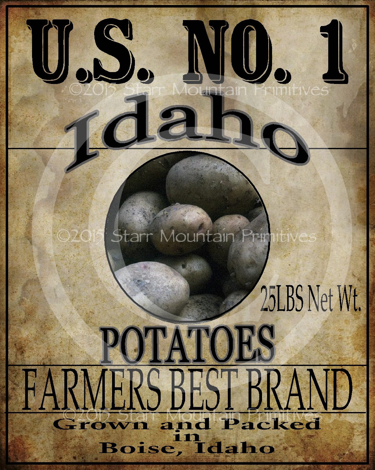 Primitive Idaho Potato Potatoes Label Jpeg Digital Image Feedsack Logo ...