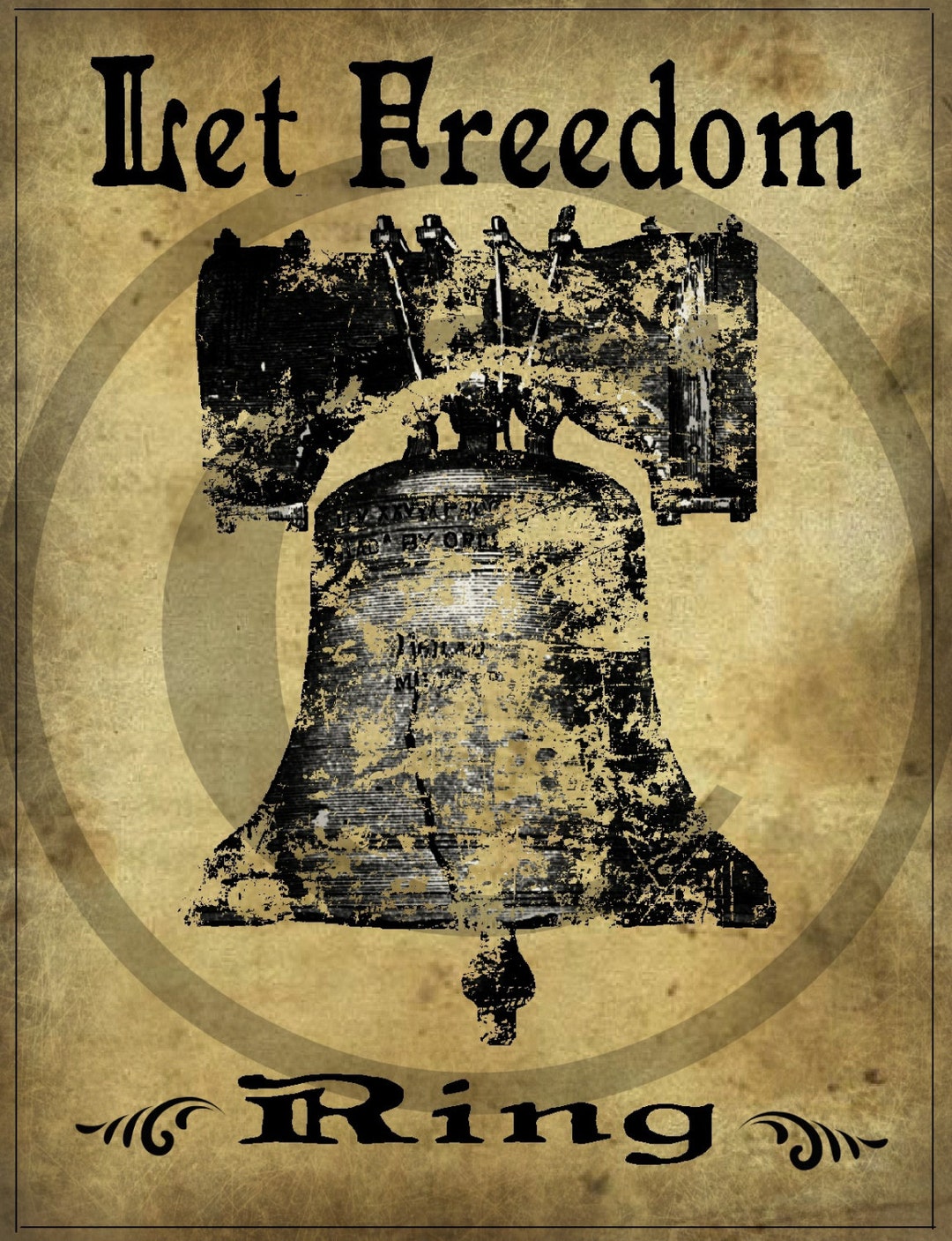 Primitive Liberty Bell Let Freedom Ring Printable Jpeg Digital Image ...