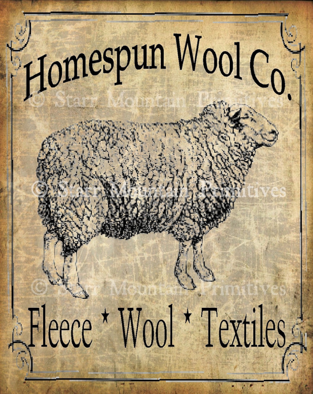 Primitive Sheep Homespun Wool Co Jpeg Digital Image Pantry Label ...
