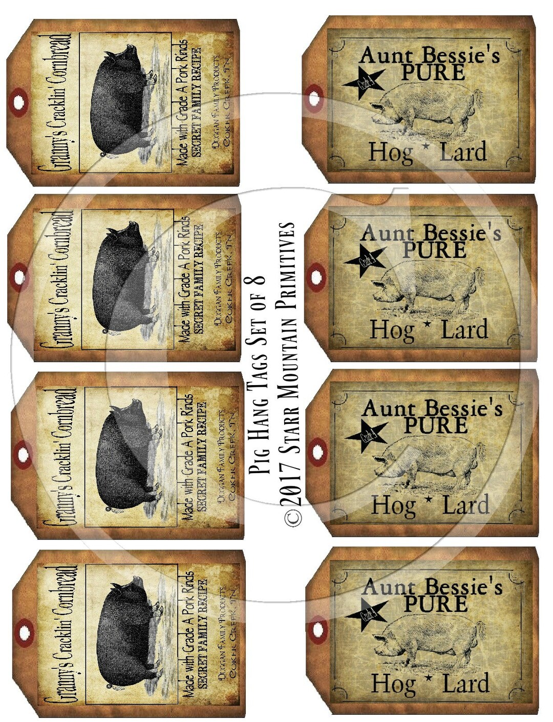 Primitive Pig Hog Lard Cracklin Cornbread Jpeg Digital Pantry Logo ...