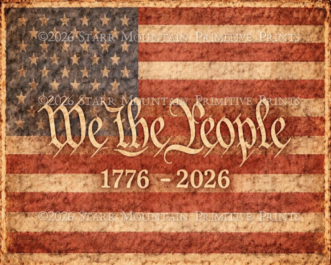 Primitive Patriotic Colonial American Flag We the People America's ...