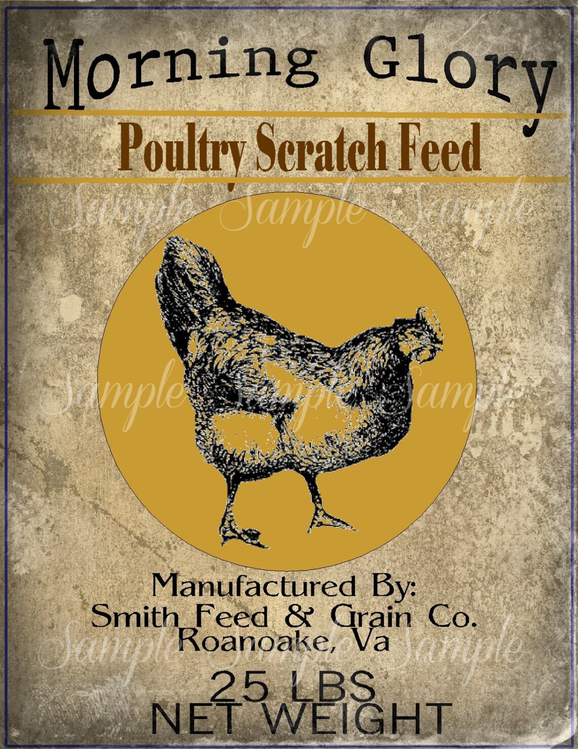 Primitive Poultry Chicken Feed Feedsack Logo Pantry Jar Crate Crock ...
