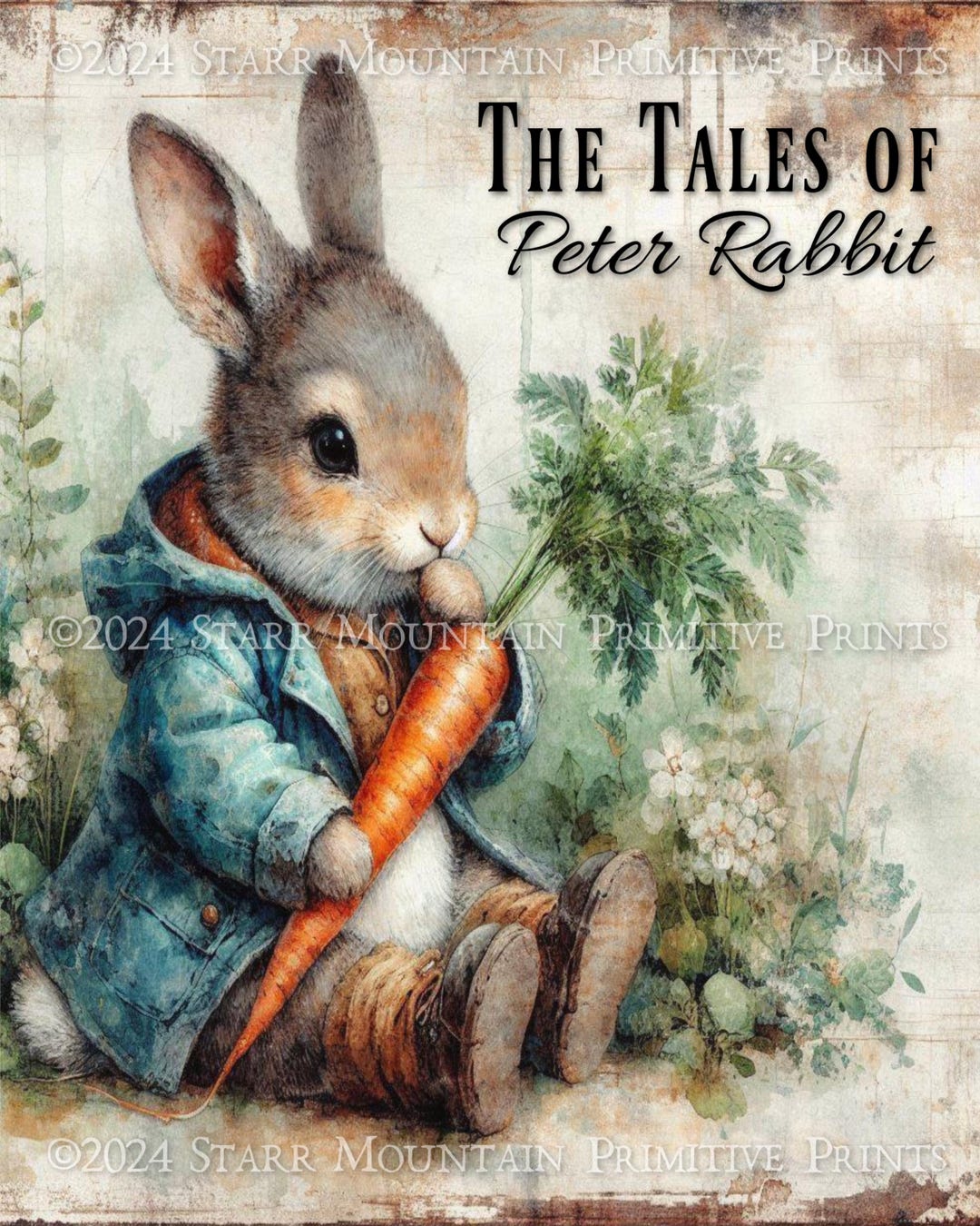 Primitive Farmhouse Peter Rabbit Bunny Hare Carrot Printable Jpeg ...