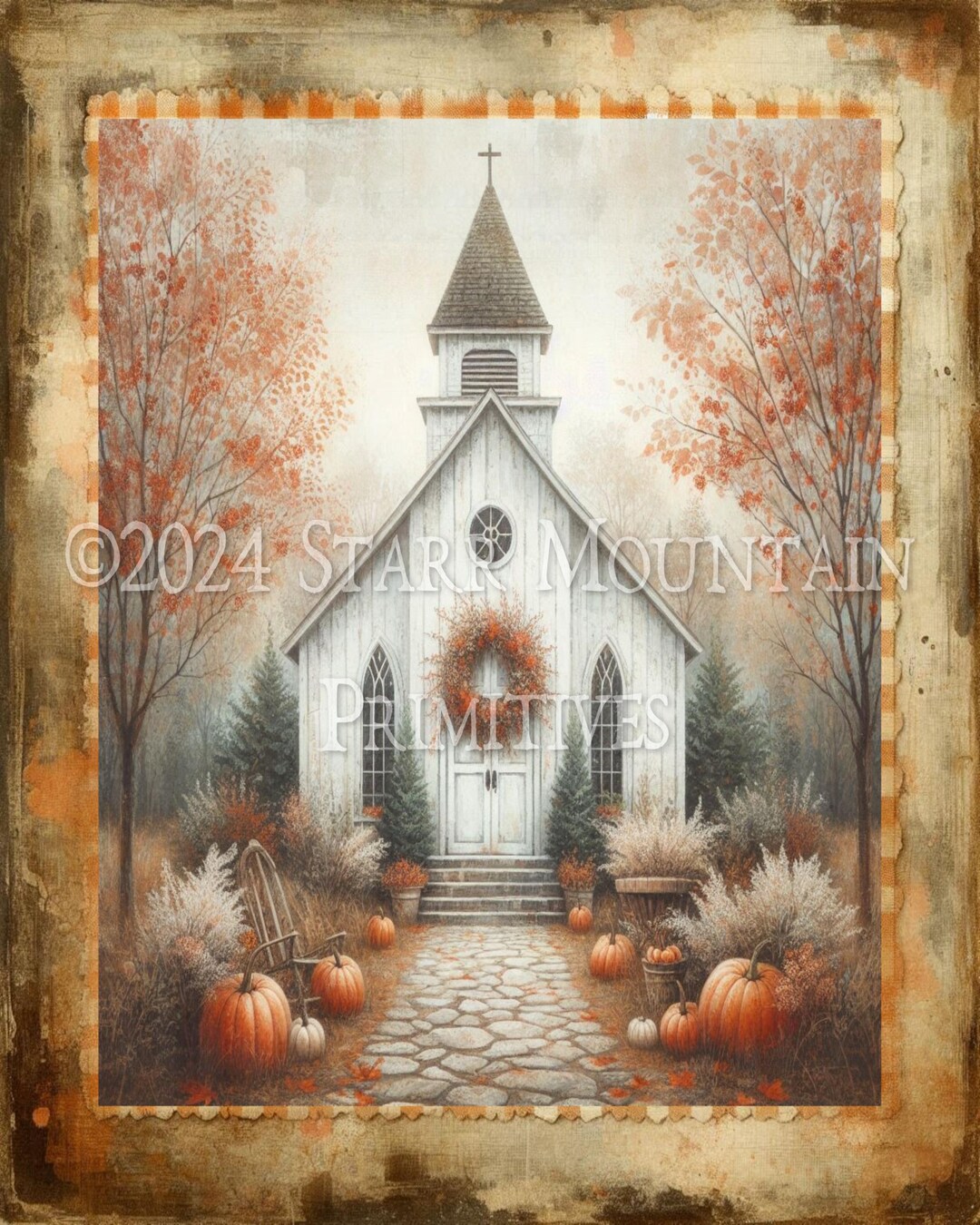 Primitive Farmhouse Inspirational Printable Fall Autumn Church Chapel ...