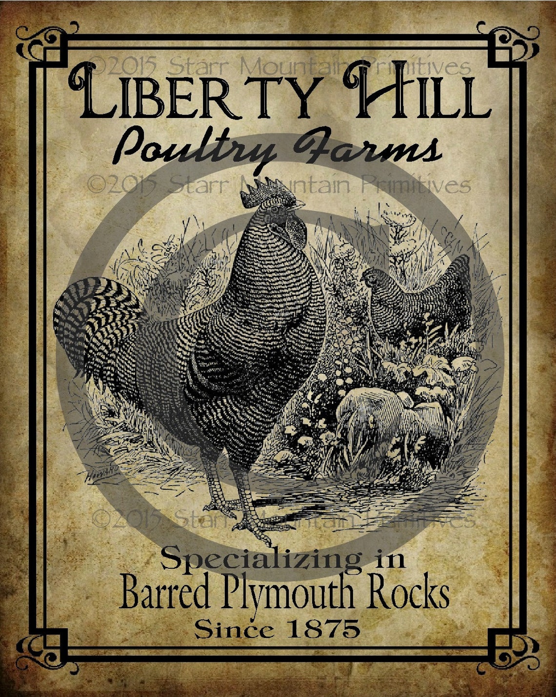 Primitive Poultry Farm Chicken Rooster Label Jpeg Digital - Etsy