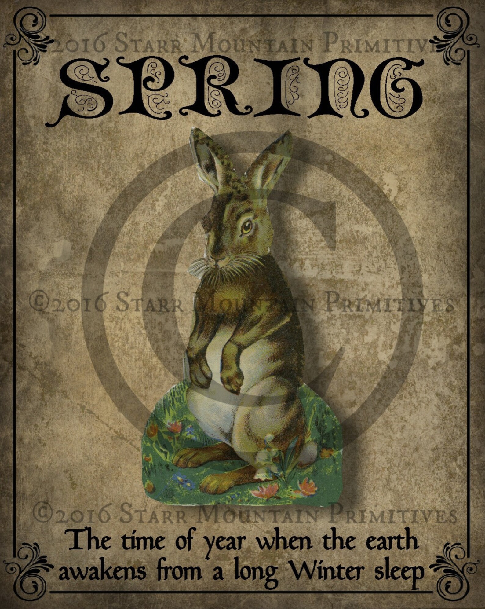 Primitive Vintage Spring Poem Hare Bunny Rabbit Jpeg Digital Image ...