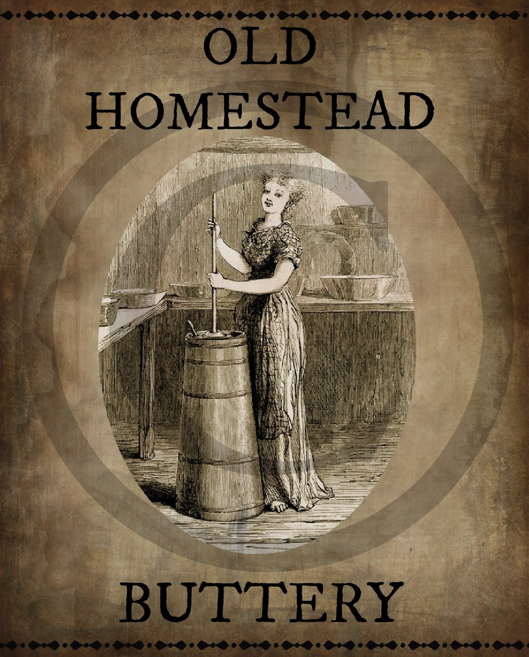 Primitive Vintage Old Homestead Buttery Butter Churn Jpeg Digital Image ...