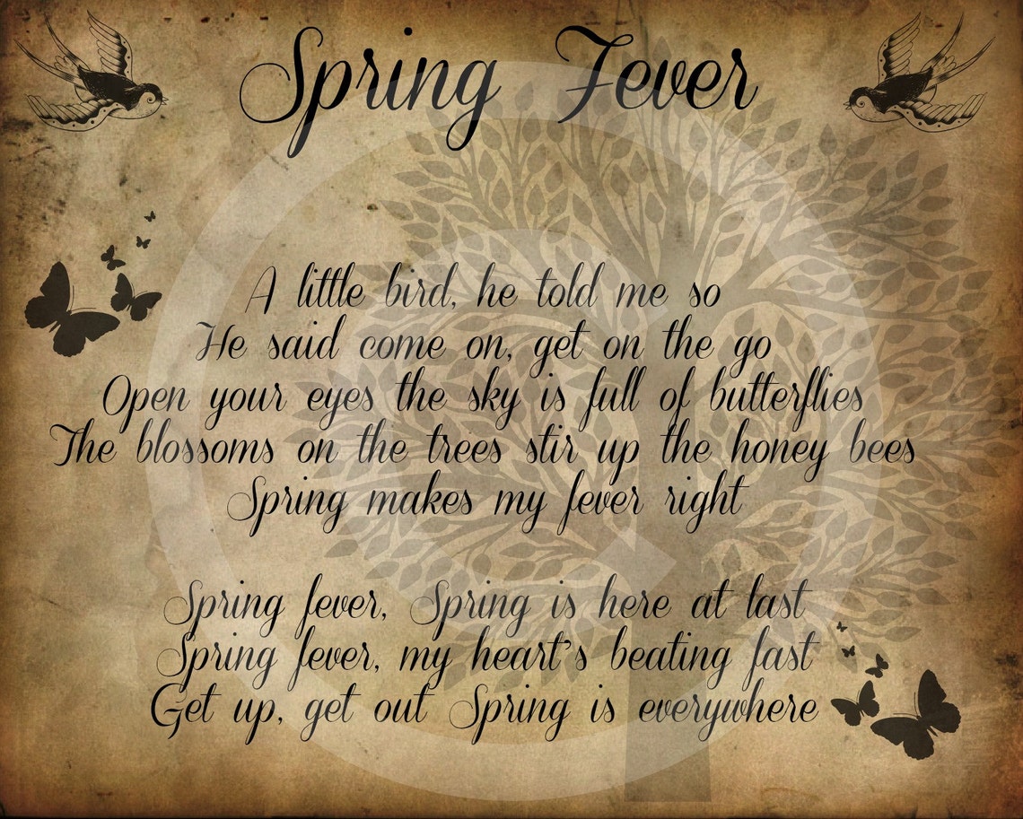 Primitive Spring Fever Butterfly Birds Poem Print Jpeg Digital - Etsy