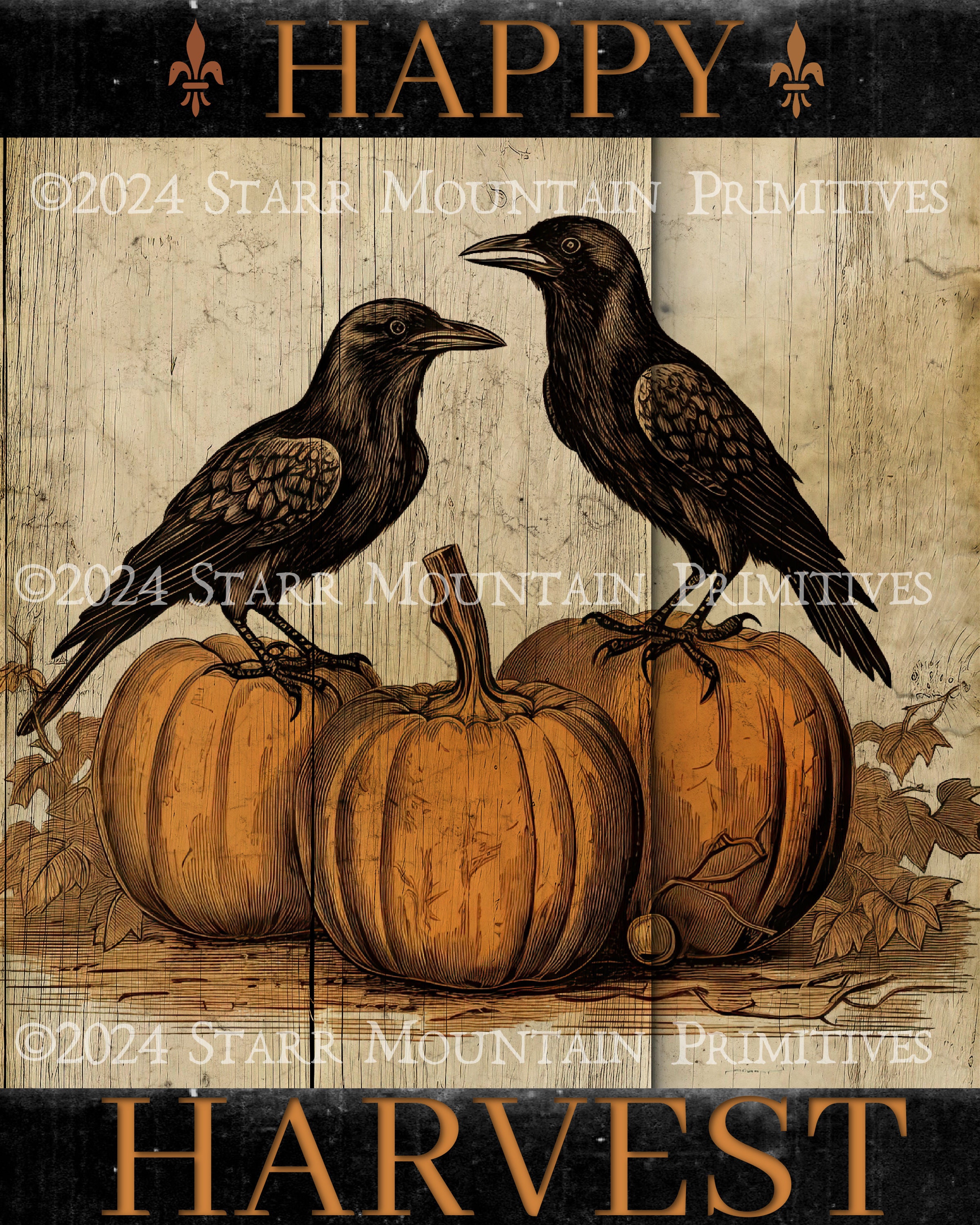 Primitive Farmhouse Grungy Shiplap Autumn Fall Harvest Raven Crow ...