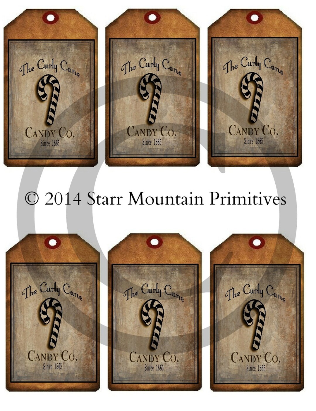 Primitive Vintage Christmas Set 6 Pantry Logo Candy Cane Hang Tags Jpeg ...