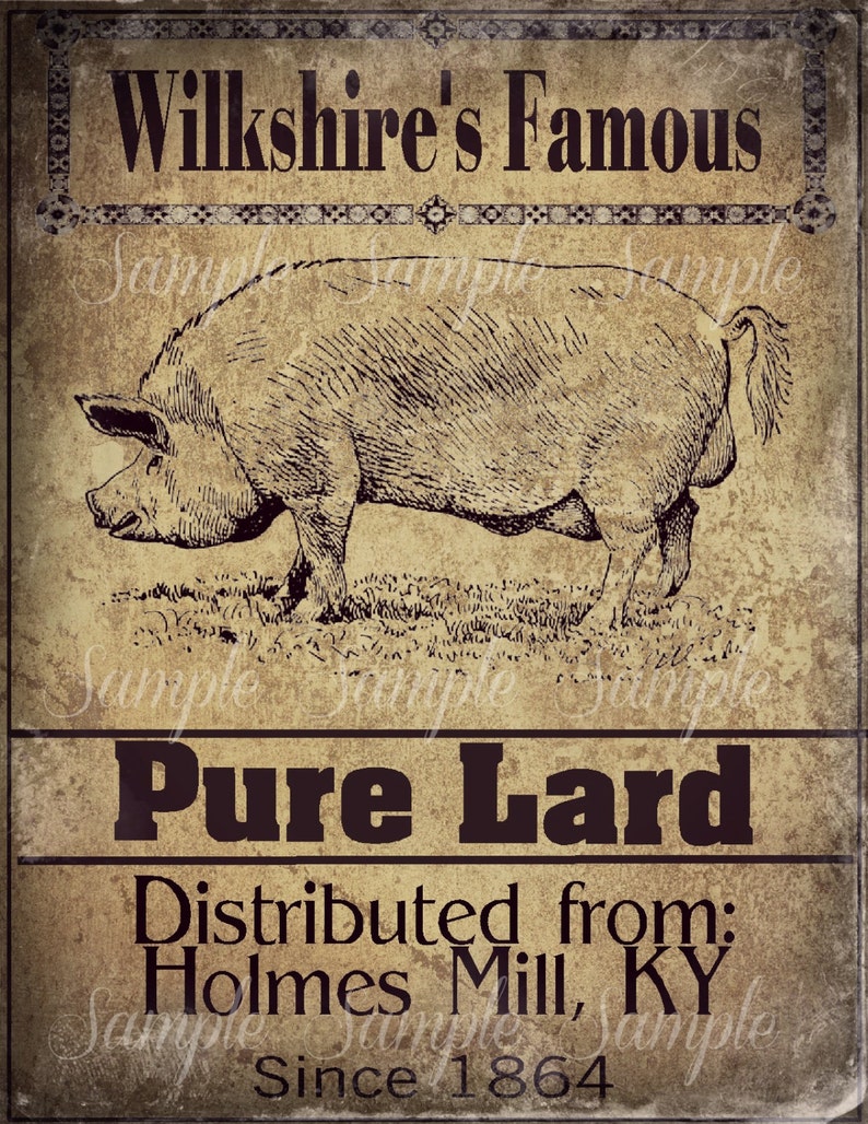Primitive Vintage Pig Hog Lard Jpeg Digital Image Feedsack Logo for ...