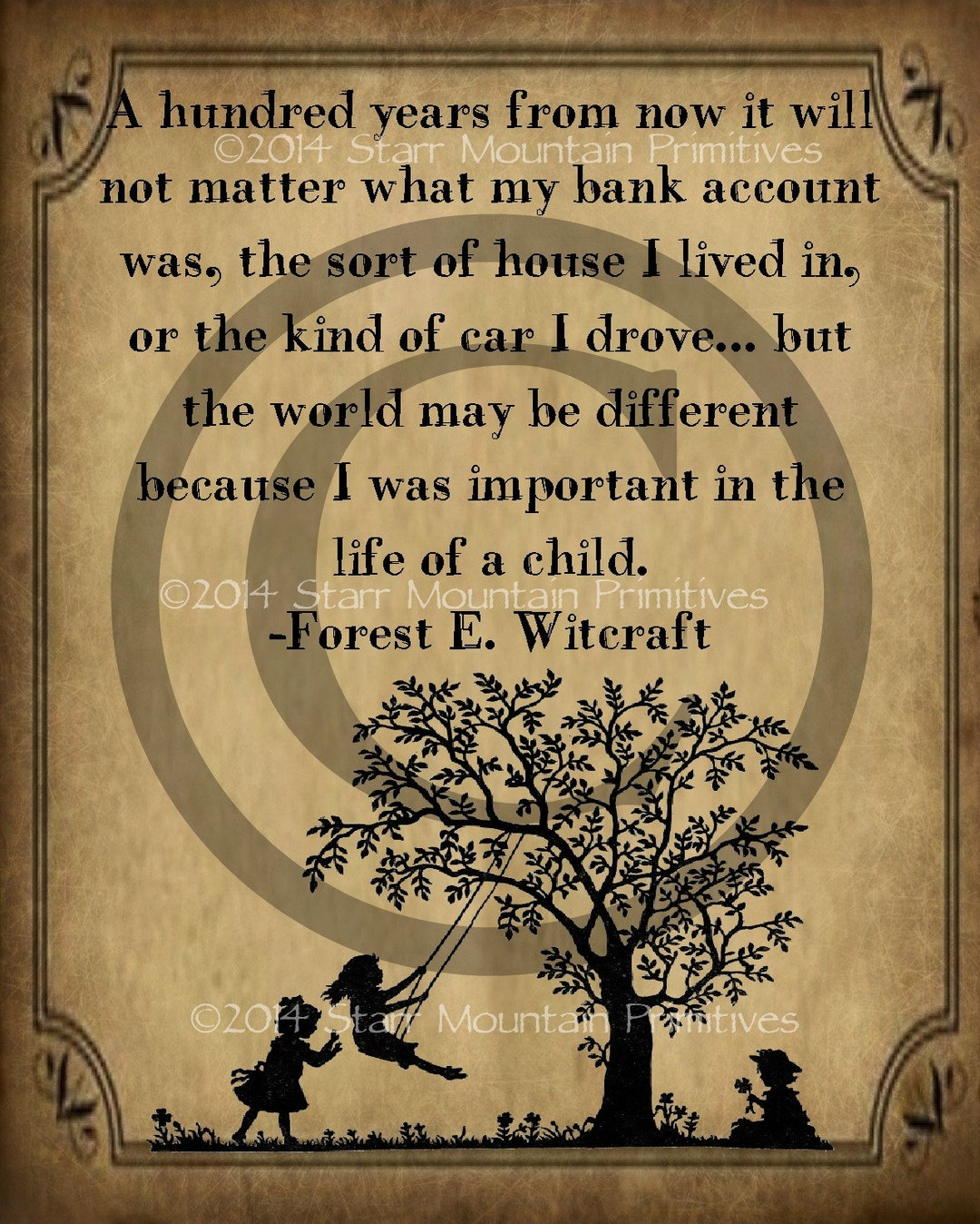 Primitive "life of a Child" Quote Forest E. Witcraft Tree Children Jpeg ...