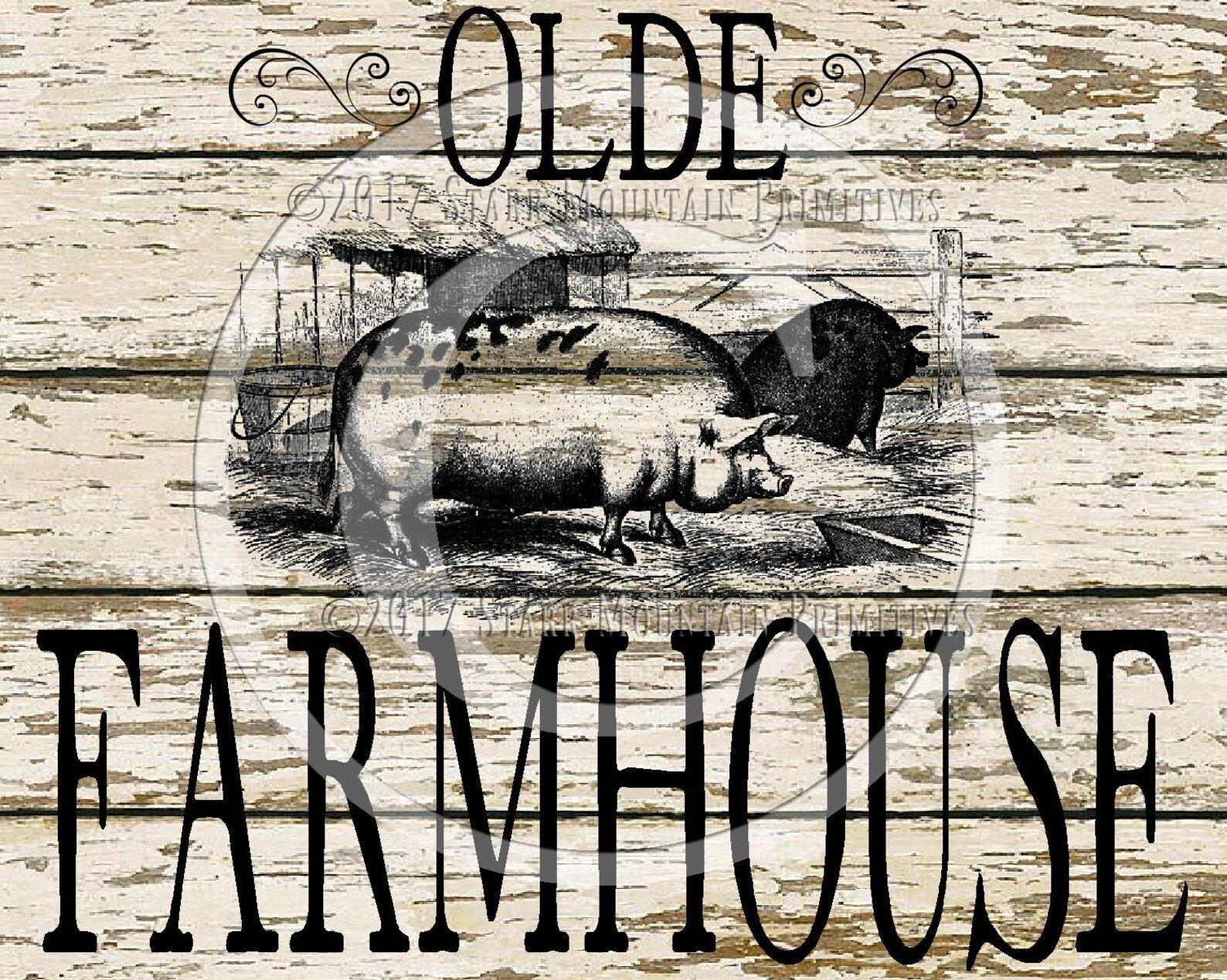Primitive Pig Hog Farm Farmhouse Chic Shabby Label Jpeg Digital Image ...