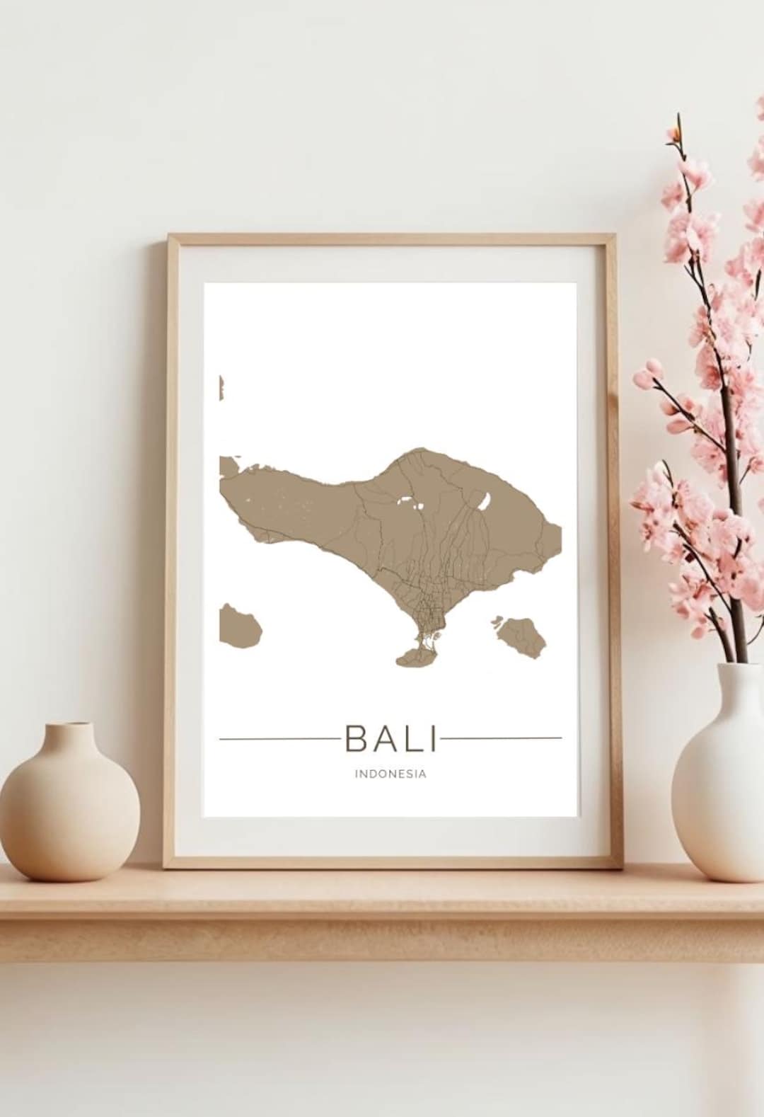 Aesthetic Bali Map Print – Instant Digital Download | Beige and White ...