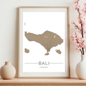 Aesthetic Bali Map Print – Instant Digital Download | Beige and White ...