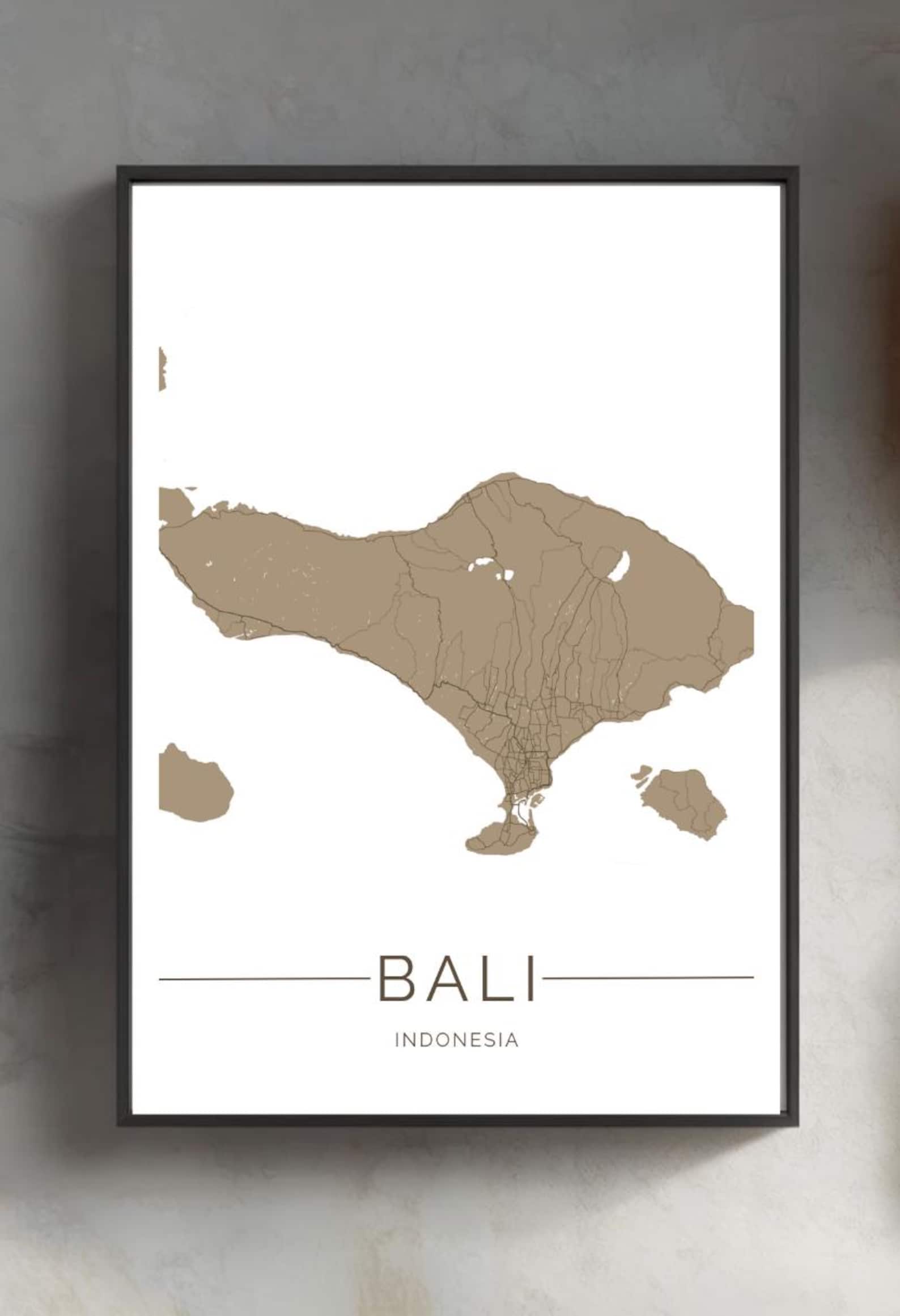 Aesthetic Bali Map Print – Instant Digital Download | Beige and White ...