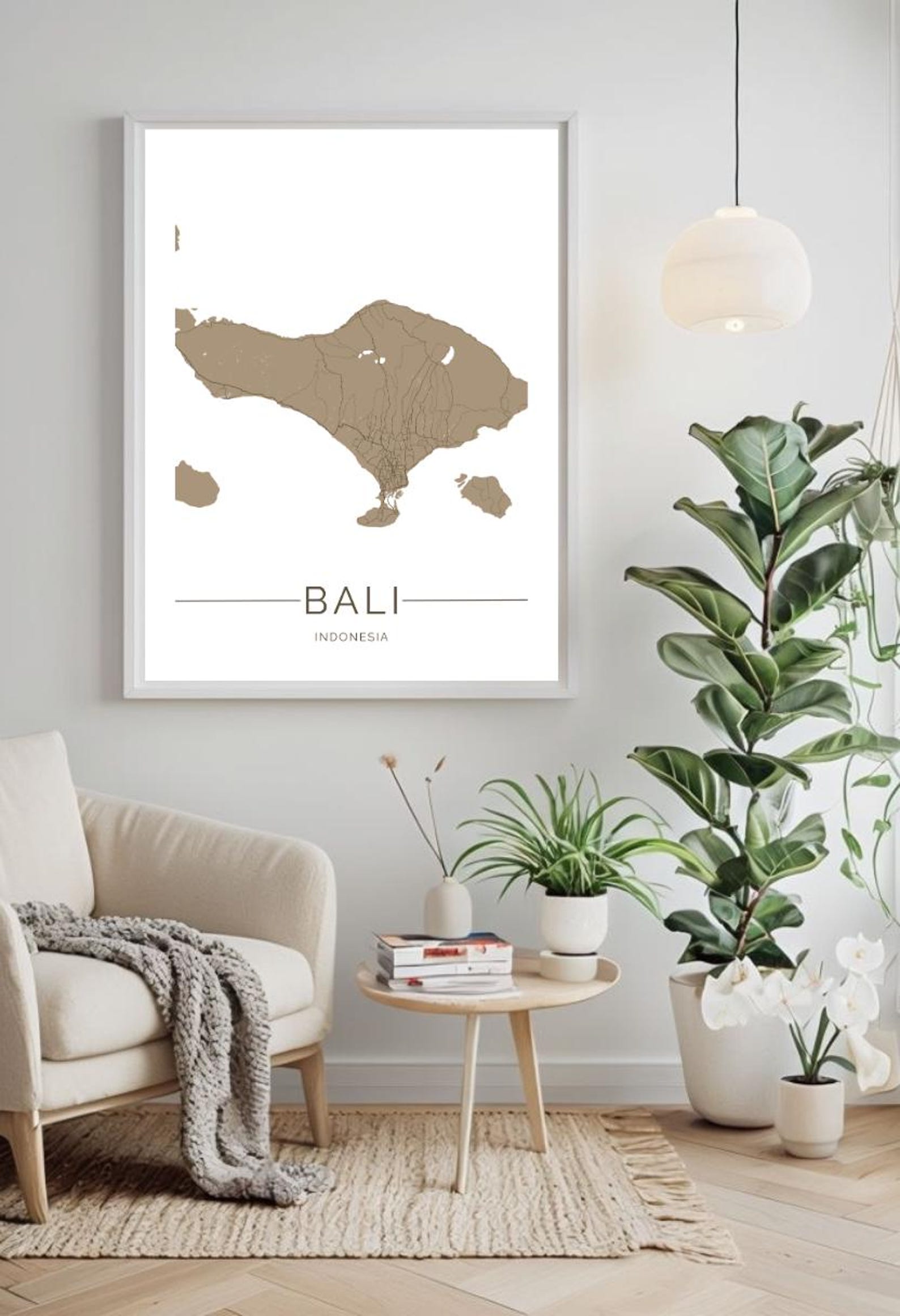 Aesthetic Bali Map Print – Instant Digital Download | Beige and White ...