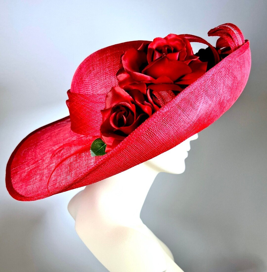 Kentucky Derby Red Hat Wide Brim Hat, Derby Hats for Woman, Church ...