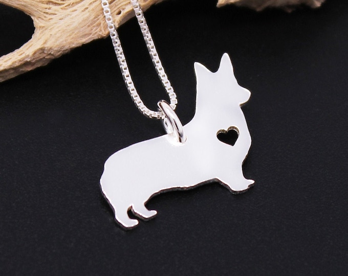 Corgi Necklace Sterling Silver Dog Breeds Pendant W/ Heart - Love Pet ...