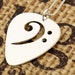Guitar Pick Necklace Sterling Silver Bass Clef F Clef Necklace - Etsy