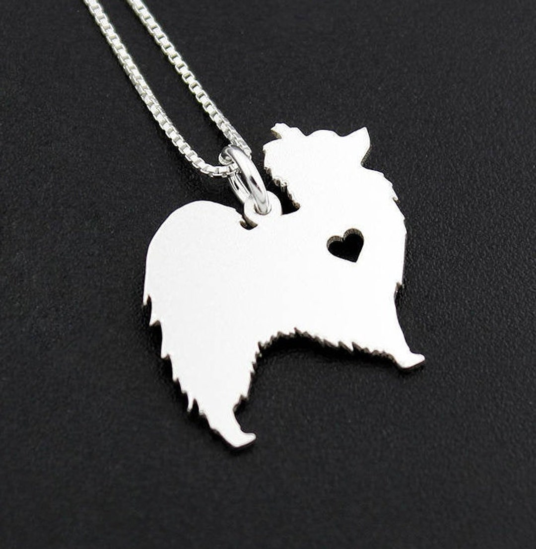 Papillon Necklace Sterling Silver Dog Breeds Pendant W/ Heart - Love ...