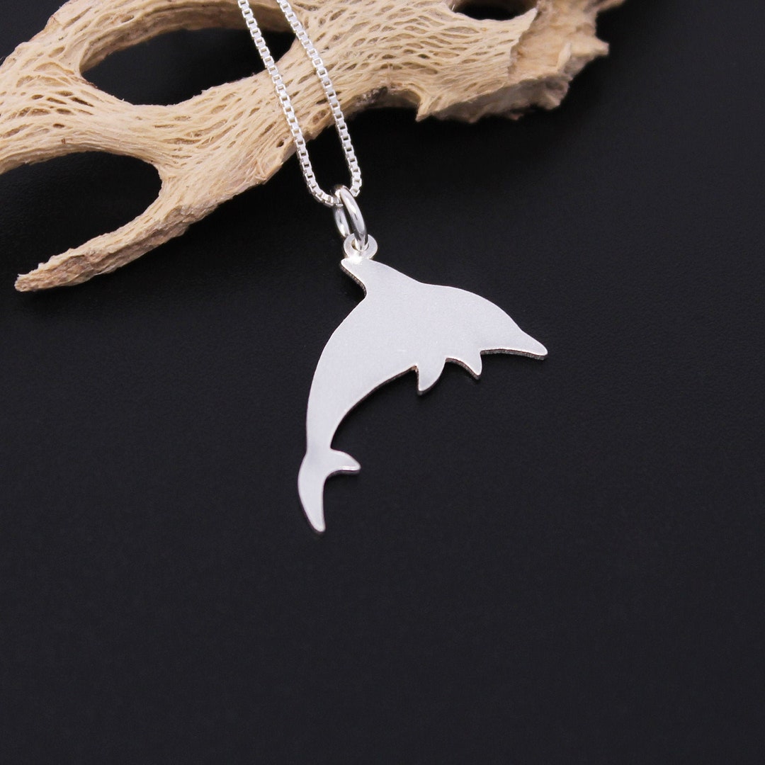 Sterling Silver Dolphin Necklace - 925 Box Chain Pendant - Etsy