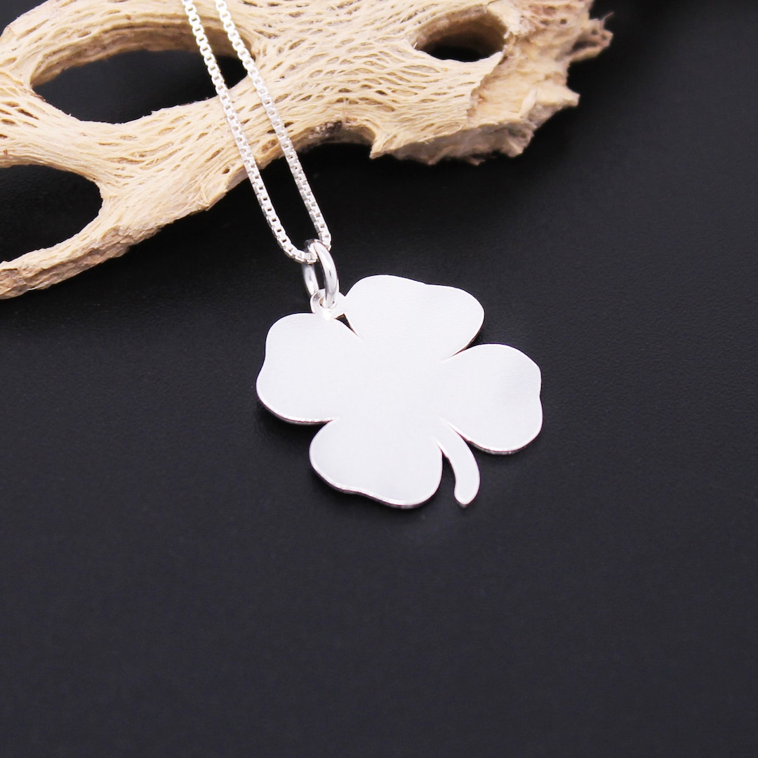 Sterling Silver Four Leaf Clover Necklace - Lucky Charm Pendant - Etsy