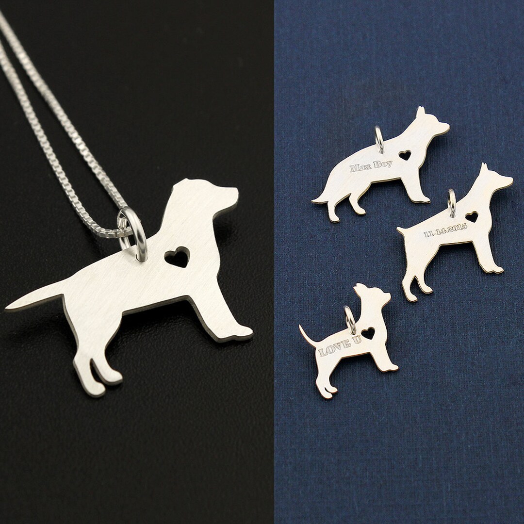 Labrador Retriever Necklace Sterling Silver Dog Breeds Pendant W/ Heart ...