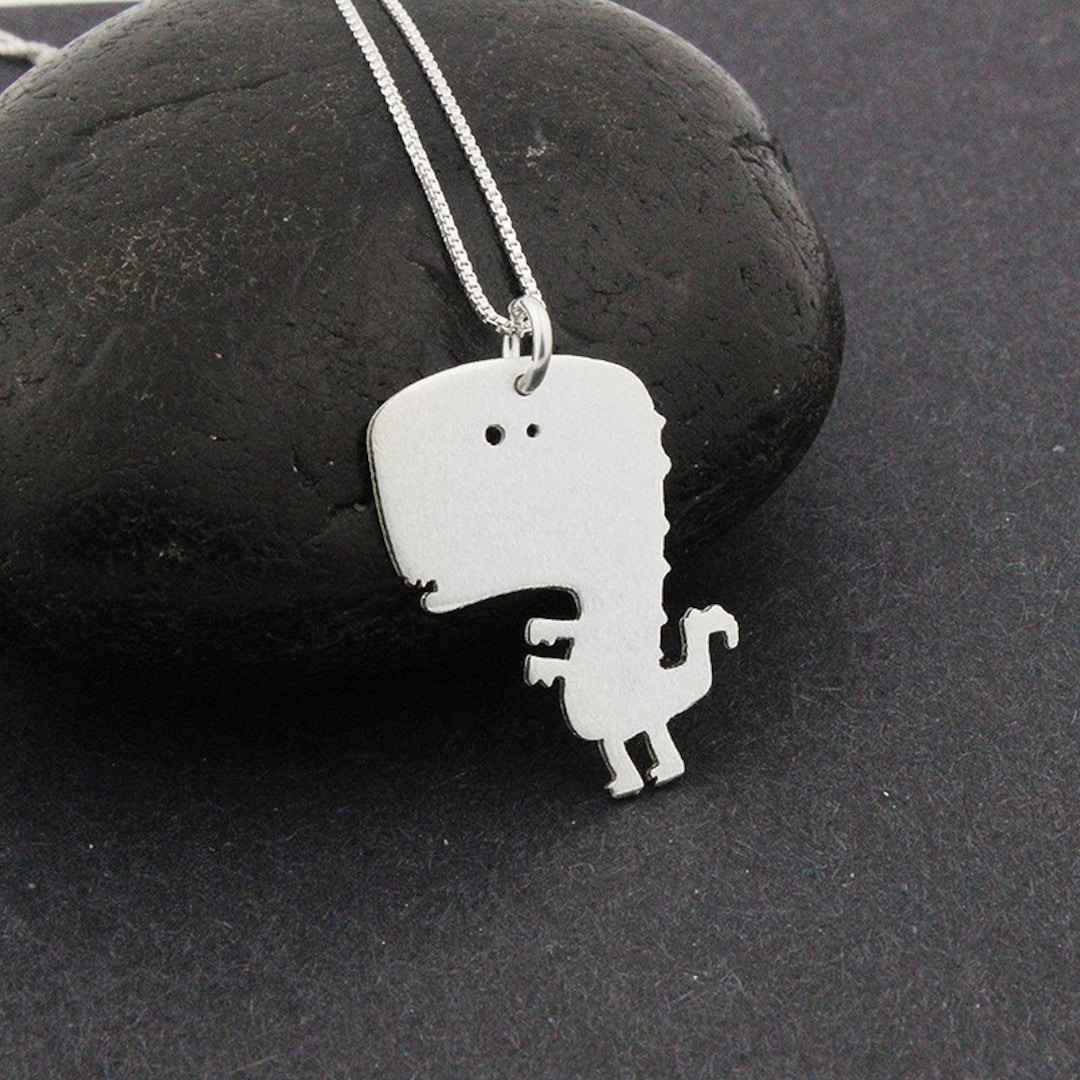 T Rex Necklace Cute Dinosaur Sterling Silver Necklace Cute ...