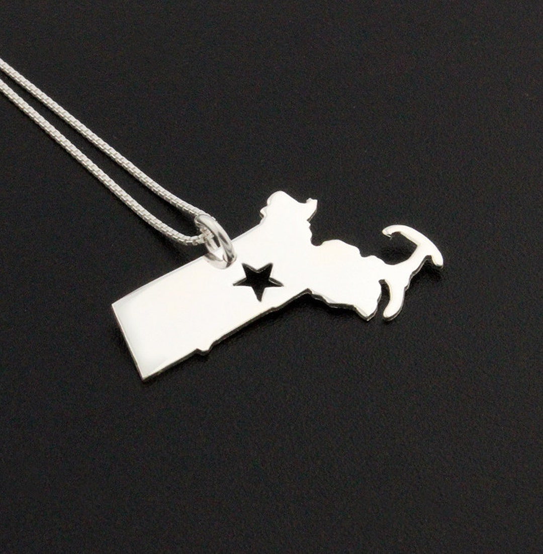 Massachusetts Necklace Sterling Silver Massachusetts State Necklace ...