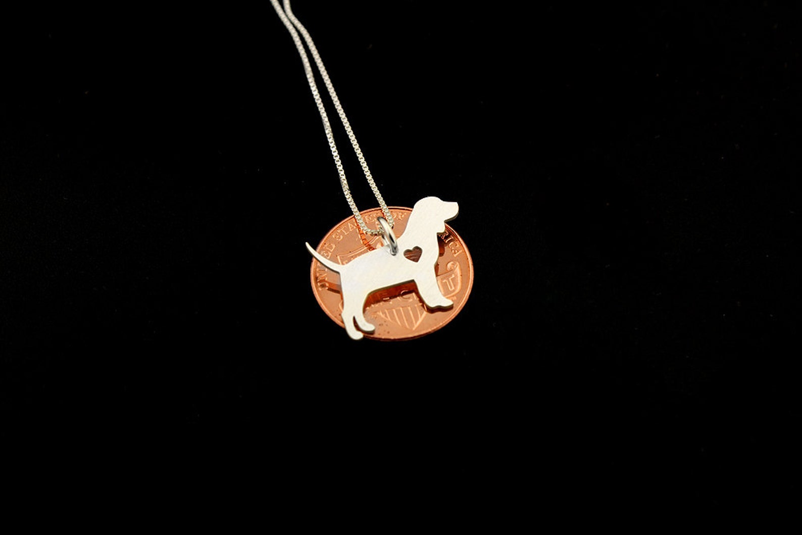 Beagle Necklace Sterling Silver Dog Breeds Pendant W/ Heart - Etsy