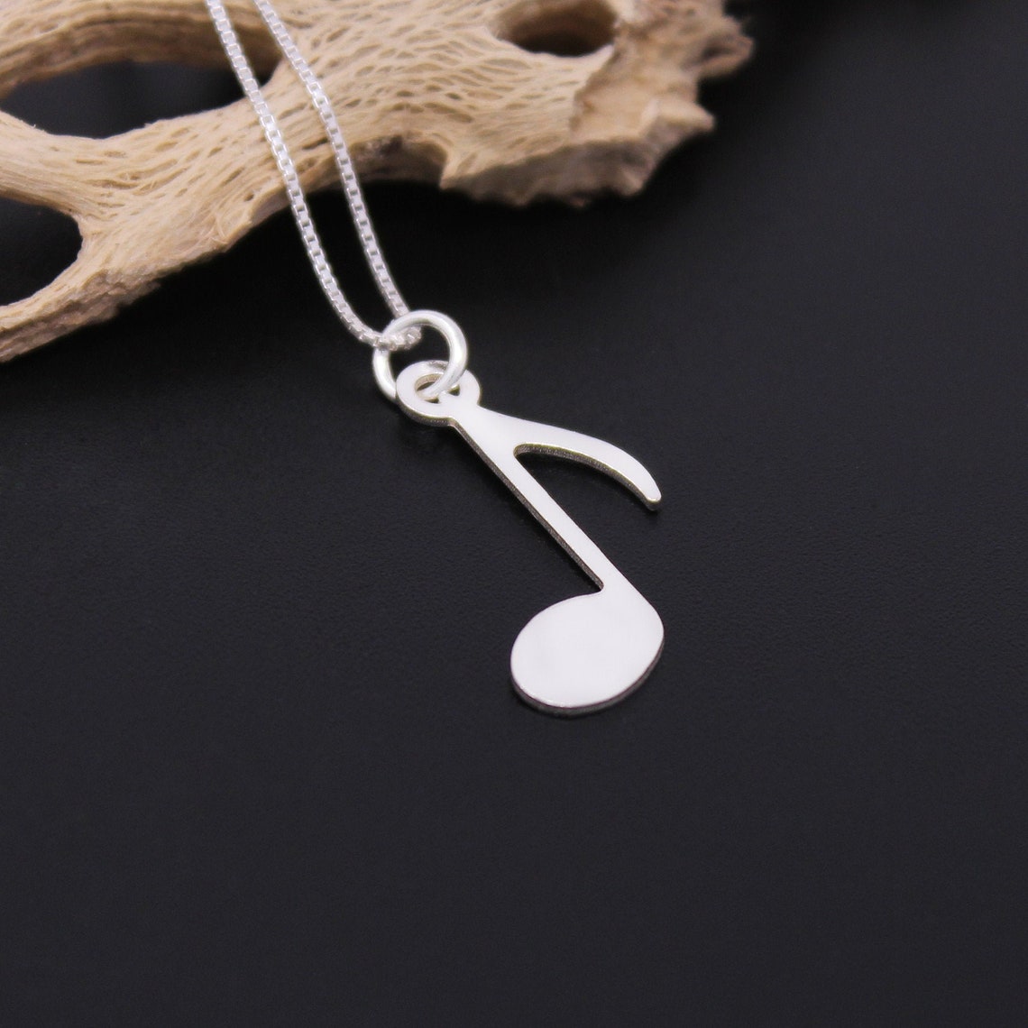 Music Note Necklace Silver Music Note Pendant Charm Necklace Sol Key ...