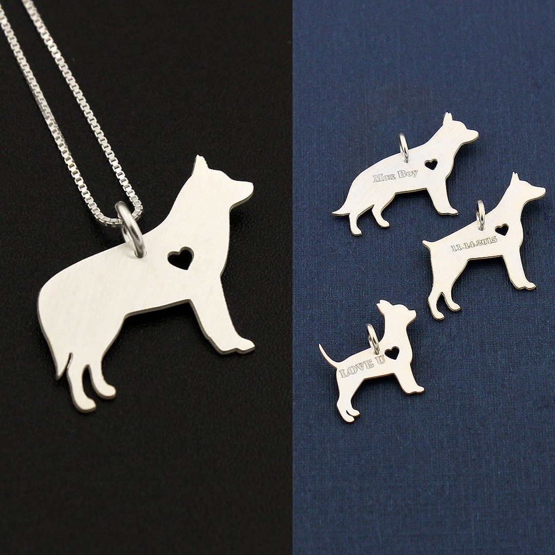 Siberian Husky Necklace Sterling Silver Dog Breeds Pendant W/ Heart ...