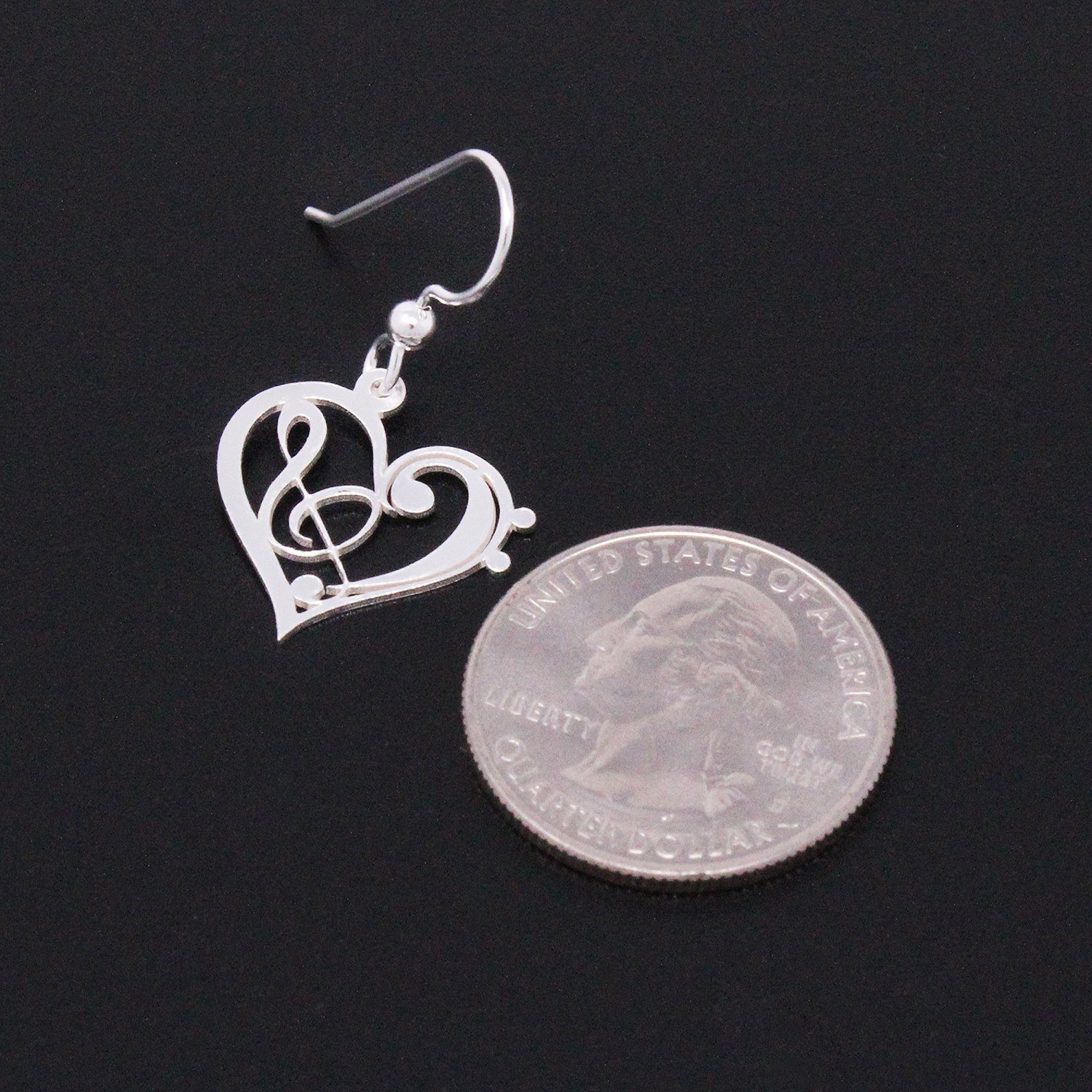 Heart Clef G Clef Bass Clef Heart Earrings Silver Music Note Bass Clef ...