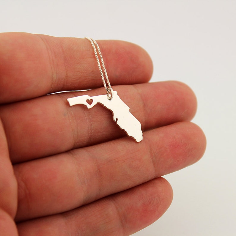 Personalized Florida State Necklace, Sterling Silver Hometown Gift - Etsy