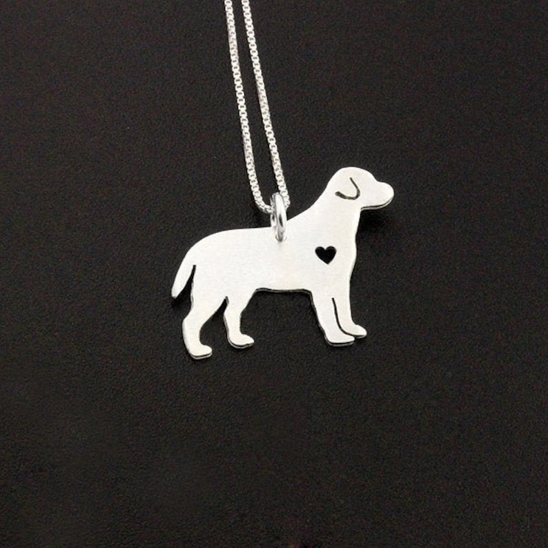 Labrador Dog Sterling Silver Necklace With Heart Cutout Dog - Etsy