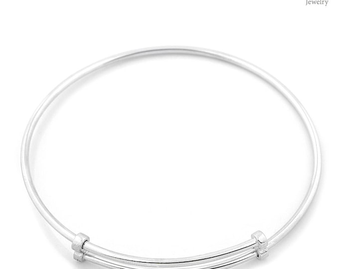 Sterling Silver Expandable Charm Bangle Solid 925 Bangle Add Your Charm ...