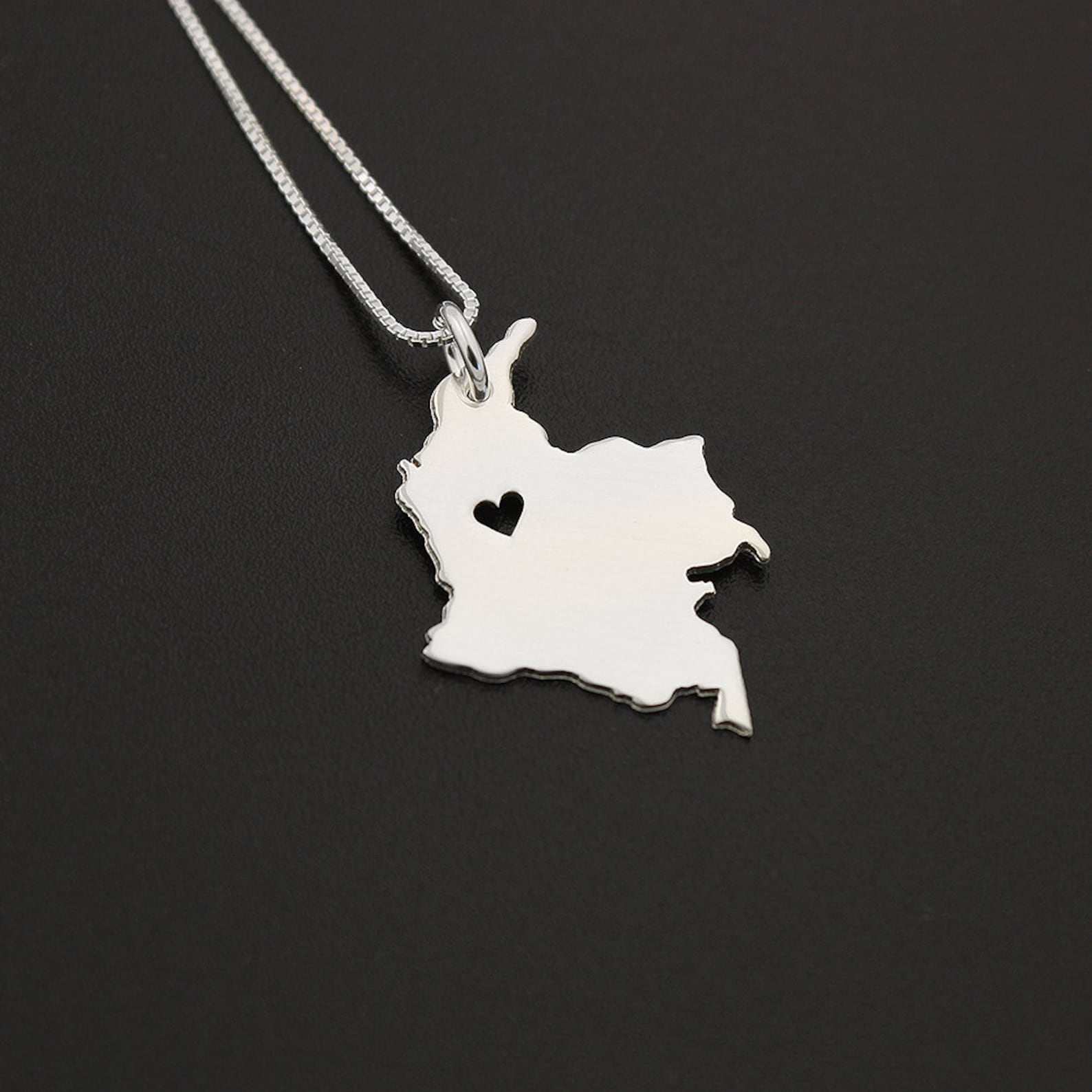 Colombia Necklace Sterling Silver I Love Colombia Country - Etsy