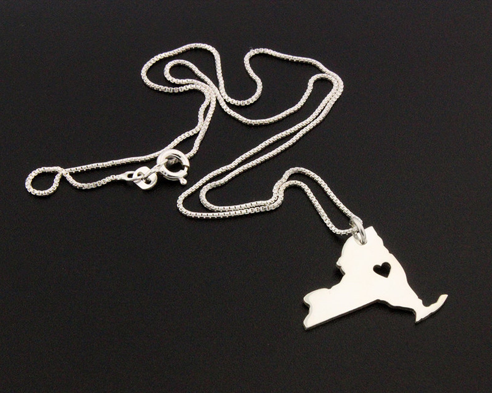 New York Necklace Personalized Sterling Silver New York State | Etsy