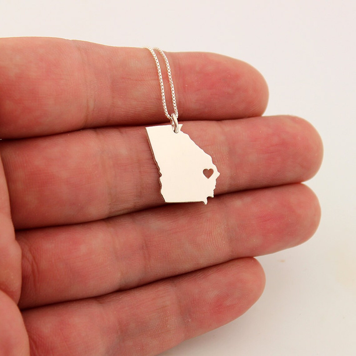 Georgia Necklace Sterling Silver Georgia State Necklace With | Etsy