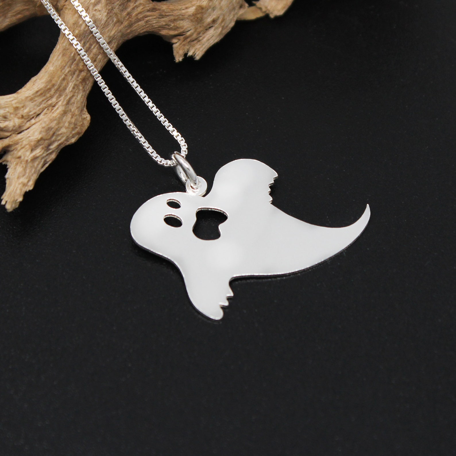Halloween Ghost Necklace Funny Face Scary Face Sterling Silver - Etsy
