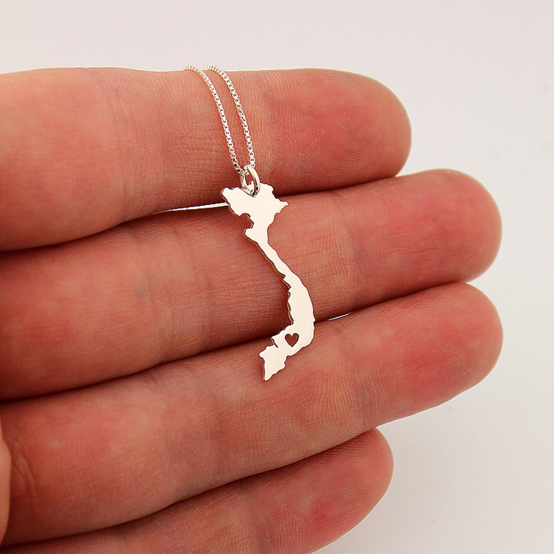 Vietnam Necklace Sterling Silver Personalized I Love Vietnam - Etsy